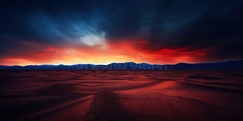 Dramatic Sky Over Desert. Dark Clouds Over Sand Dunes Stock Image ...
