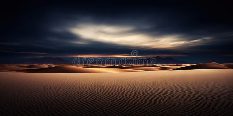 Dramatic Sky Over Desert. Dark Clouds Over Sand Dunes Stock ...