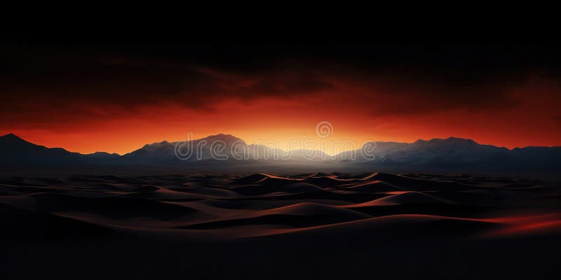 Dramatic Sky Over Desert. Dark Clouds Over Sand Dunes Stock Image ...