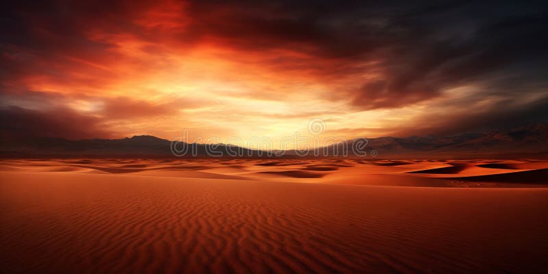 Dramatic Sky Over Desert. Dark Clouds Over Sand Dunes Stock Photo ...