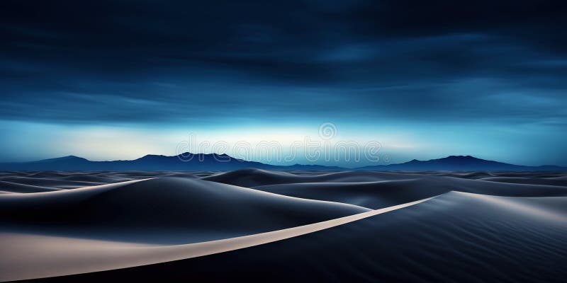 Dramatic Sky Over Desert. Dark Clouds Over Sand Dunes Stock Photo ...