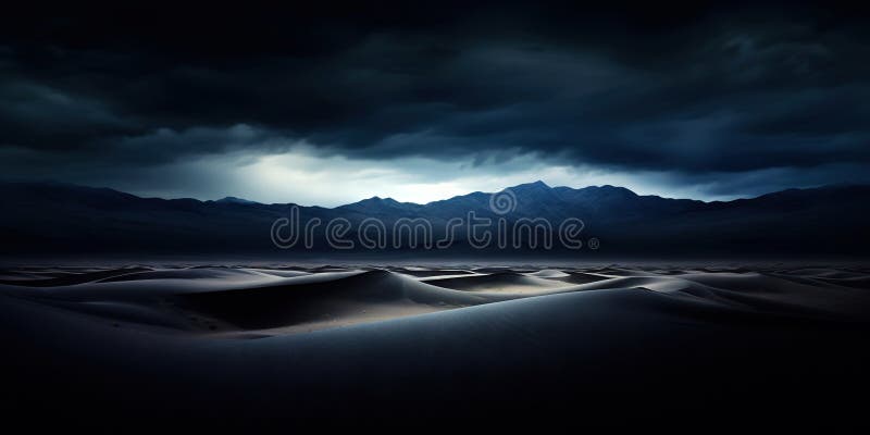 Dramatic Sky Over Desert. Dark Clouds Over Sand Dunes Stock ...