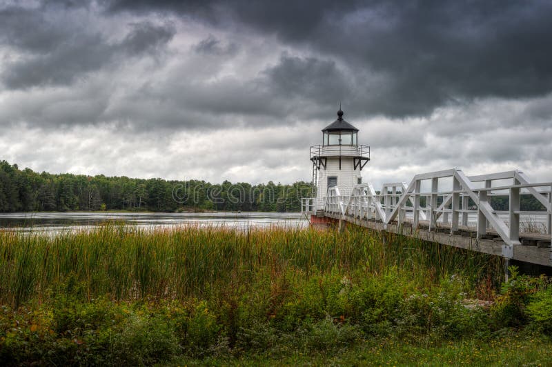 Dramatic Sky Over Doubling Point Lighthouse Stock Image - Image of ...