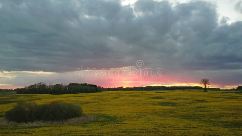 Dramatic Sky Over the Fields. Stock Image - Image of ecology, evening ...