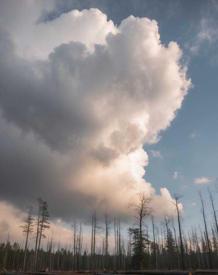 Dramatic Sky Over a Forest after Logging. Stock Photo - Image of ...
