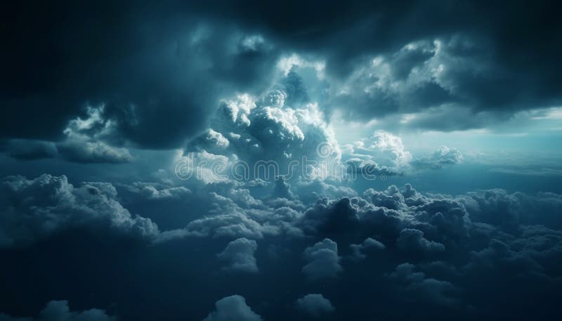 Dramatic Sky Over Nature, Dark Clouds, Bright Horizon, Storm ...