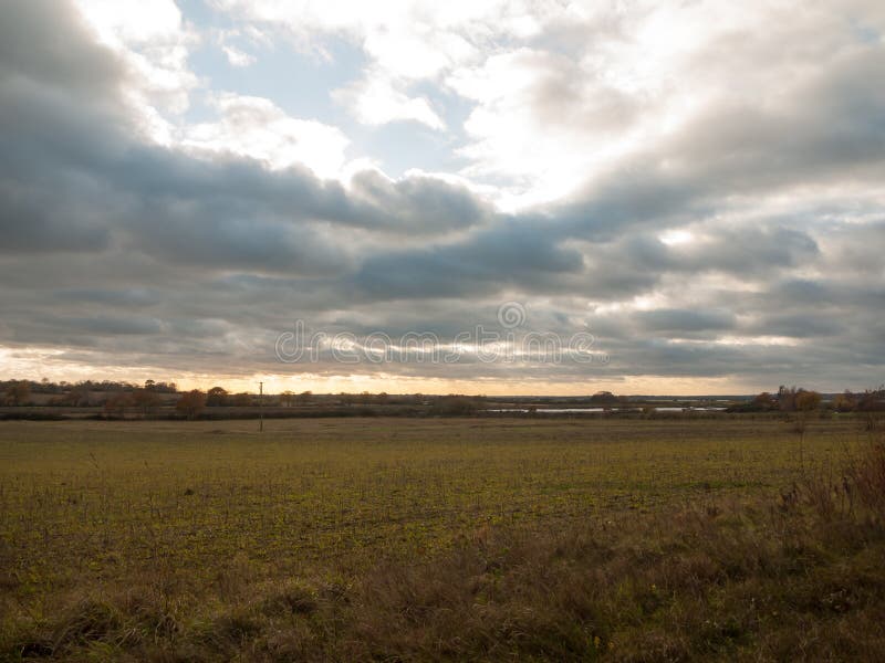 Dramatic Sky Over Open Empty Grassland Plain Special Stock Image ...
