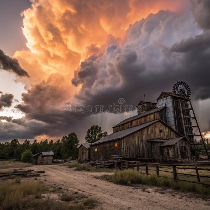 Dramatic Sky Over Sawmill (lumber Mill Stock Illustration ...
