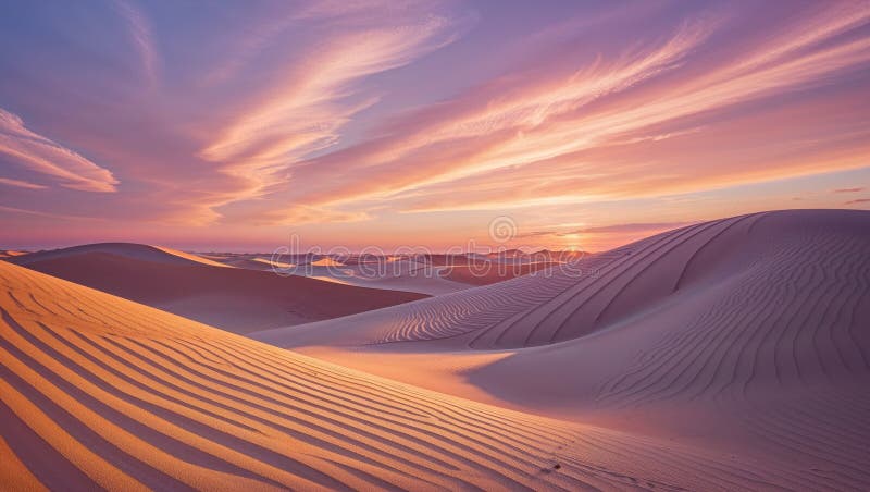 Dramatic Sky Over Shimmering Golden Sand Dunes at Sunset Stock Photo ...