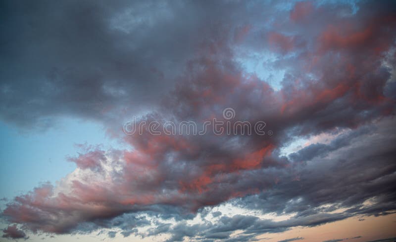 Dramatic Sky Panorama at Sunset. Fiery Red Clouds Stock Photo - Image ...