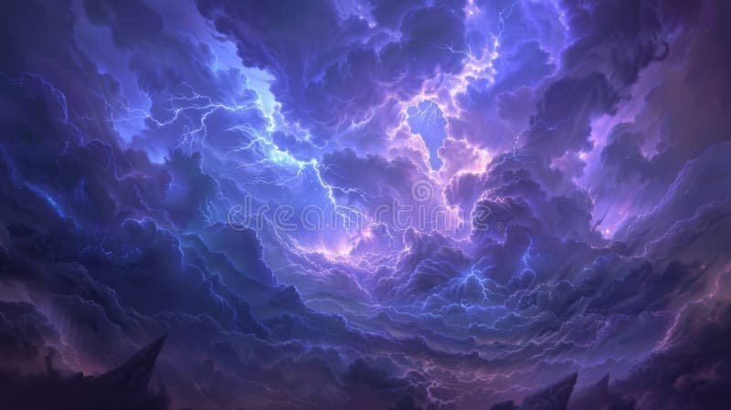 Purple and Blue Clouds with Lightning in the Sky Stock Image - Image of ...