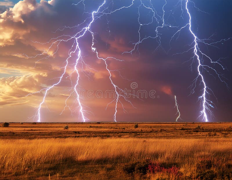 Dramatic Sky, Split Lightning Danger, Natural Power Released Outdoors ...