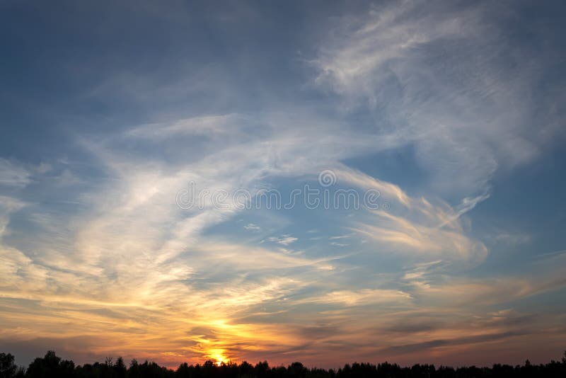Dramatic Sky on Summer Sunset. Beautiful Clouds. Stock Photo - Image of ...