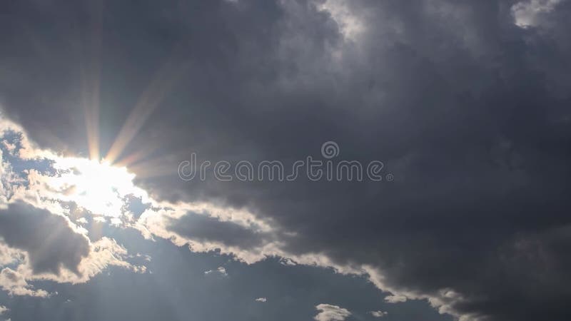 Dramatic Sky with Sun Rays Breaking through Dark Clouds Stock Footage - Video of heaven ...