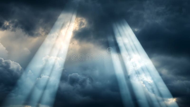 Dramatic Sky with Sun Rays Breaking through Dark Clouds, Nature ...