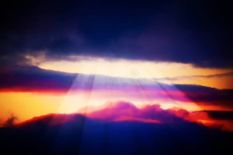 Dramatic sky with sun rays stock image. Image of background - 107237035