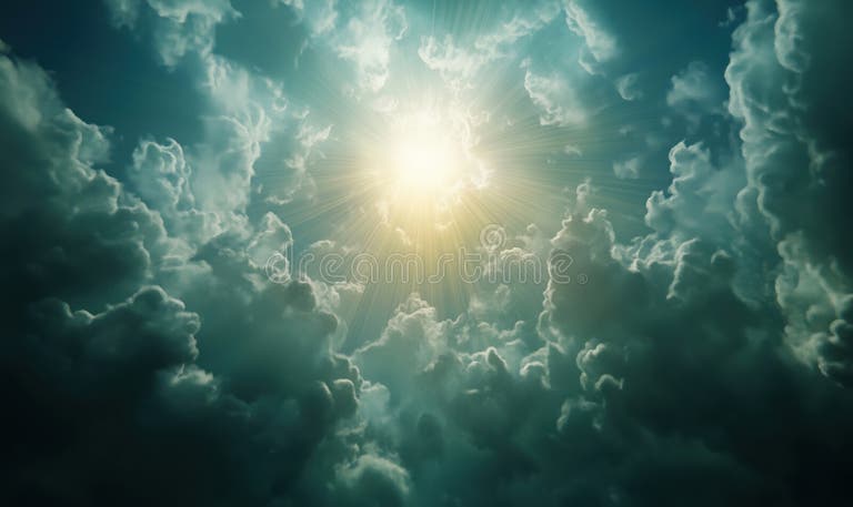 Dramatic Sky with Sunlight Breaking through Clouds Creating a Heavenly Atmosphere Stock Photo ...
