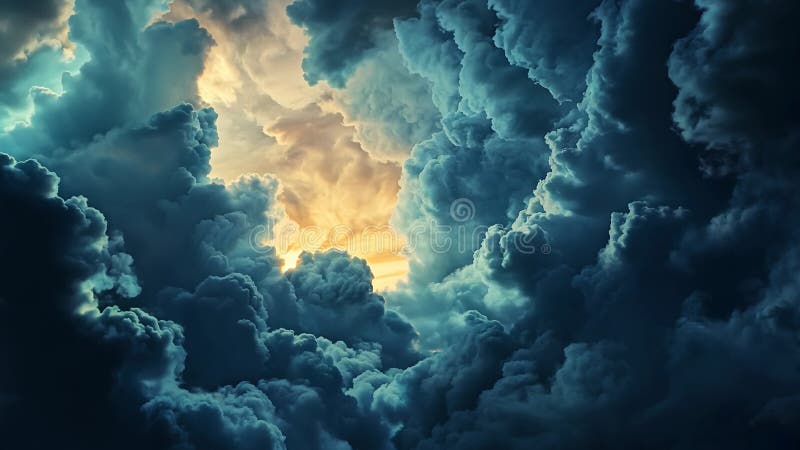Dramatic Sky with Sunlight Breaking through Dark Clouds Stock Footage ...