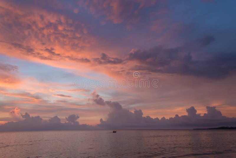 Dramatic Sky after Sunset on the Beach Stock Photo - Image of nature ...