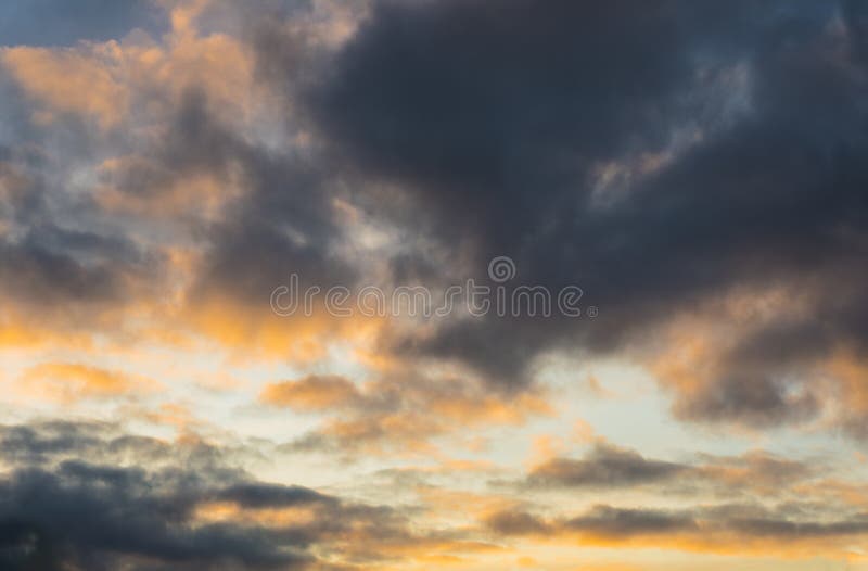 Dramatic Sky on Sunset with Cumulus Clouds Stock Image - Image of ...