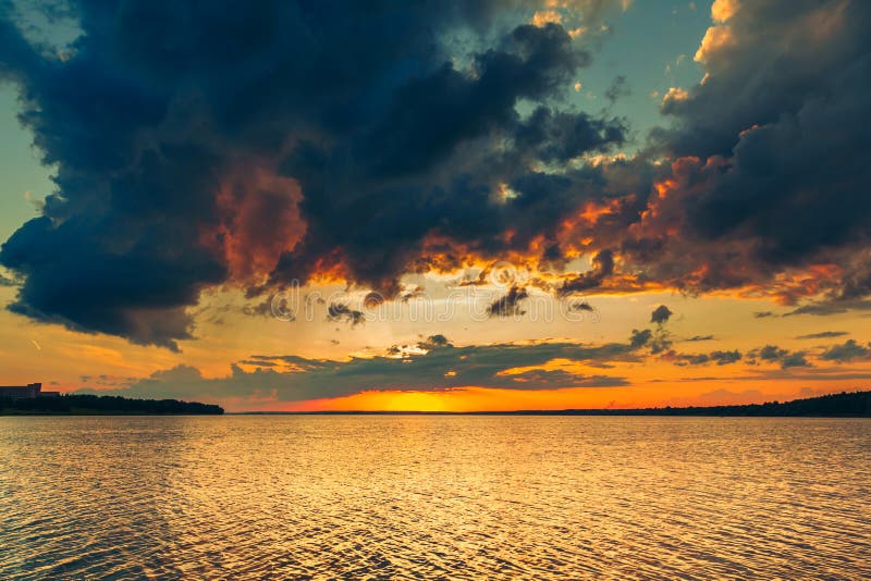 Dramatic Sky, Sunset Over the Water Stock Image - Image of cloud, lake ...