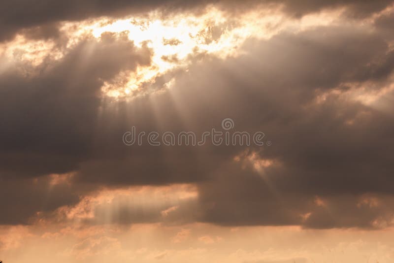 Dramatic Sky Sunset, Sun through the Clouds Sunlight Stock Image ...
