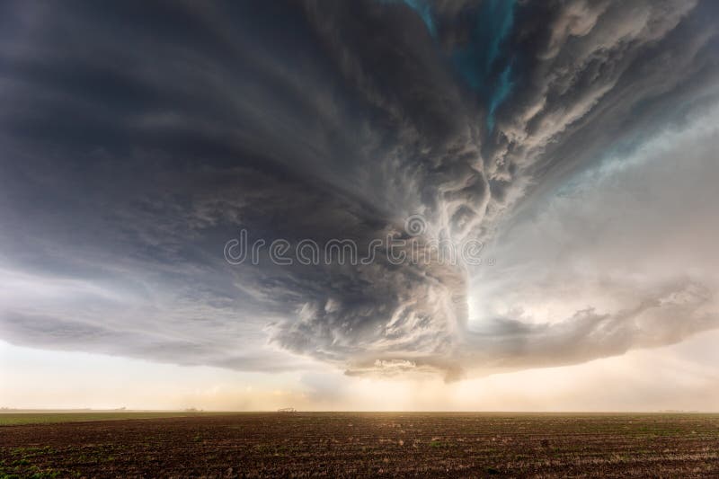 Dramatic Sky with Supercell Storm Clouds Stock Image - Image of risk ...