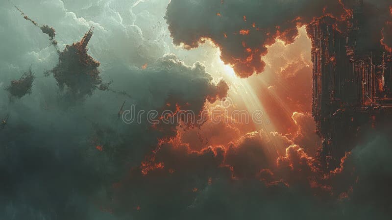 A Dramatic Sky with Swirling Clouds and Beams of Light Illuminating a ...