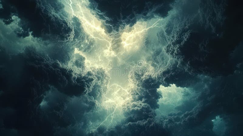 Dramatic Sky with Thunderous Clouds and Bright Light Breaking through ...