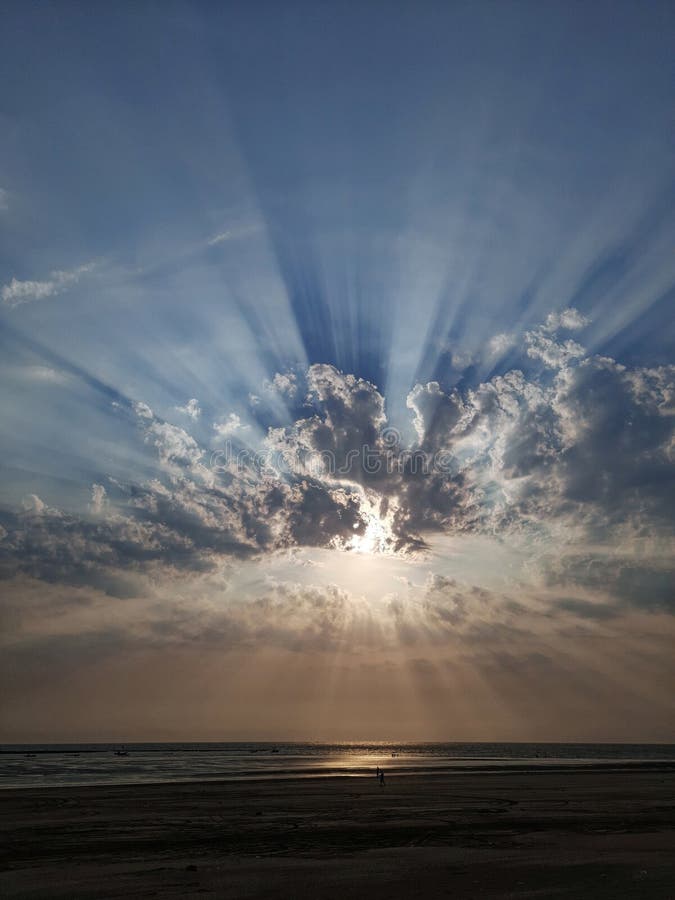 Dramatic Sky on the Time of Sunset on Beach Stock Image - Image of ...