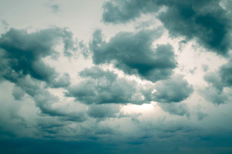 Dramatic Sky with Turquoise Overcast Clouds Hiding the Sun Stock Photo ...