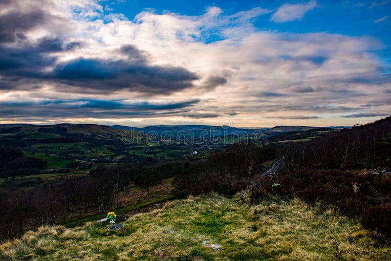 Sunset Over the Valley with Dramatic Clouds. Stock Photo - Image of ...