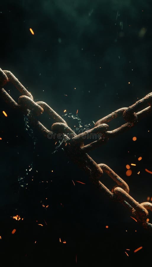 Dramatic Slow Motion of a Rusty Chain Breaking a Symbol of Liberation ...