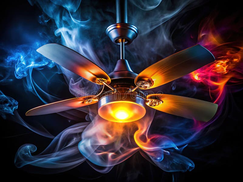Dramatic Smoke Art Photography of a Modern Ceiling Fan Dynamic Light ...