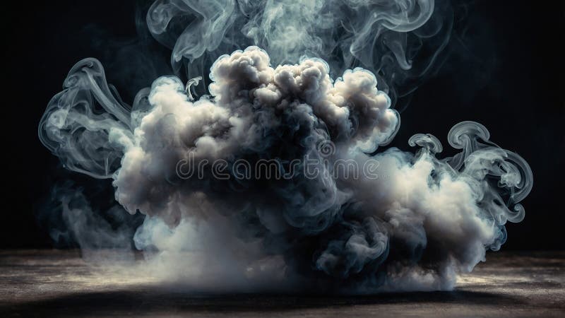 Dramatic Smoke Cloud Billowing on a Dark Background Creating a Mystical ...