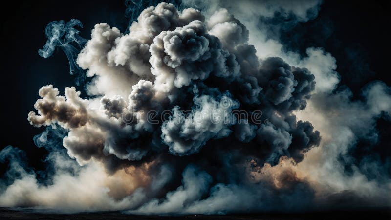 Dramatic Smoke Cloud Billowing on a Dark Background Creating a Mystical ...