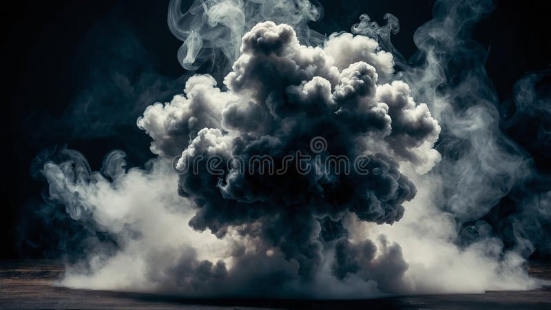 Dramatic Smoke Cloud Billowing on a Dark Background Creating a Mystical ...