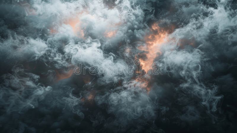 Dramatic Smoke Clouds with Light Bursts Stock Image - Image of fire ...