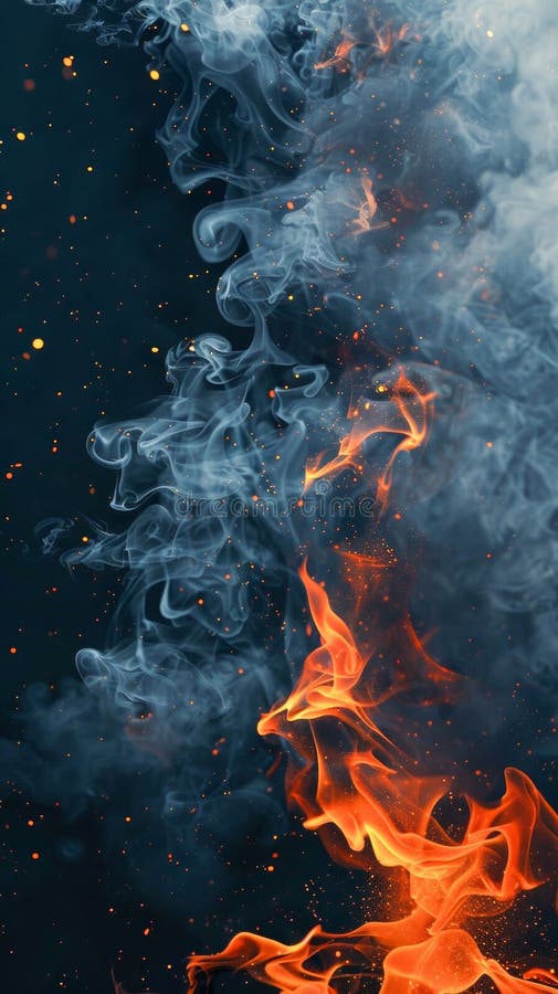 Dramatic Smoke and Fire on Black Background. Generative Ai Stock ...
