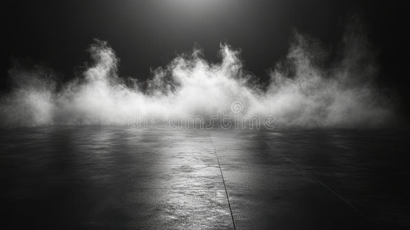Dramatic Smoke and Fog on a Reflective Dark Surface Background Stock ...