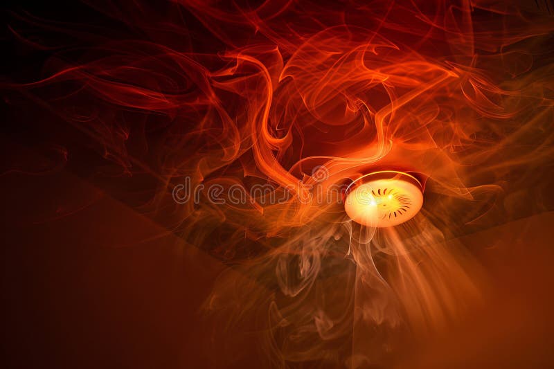 Dramatic Smoke Patterns Spiraling from Ceiling Smoke Detector for Fire ...