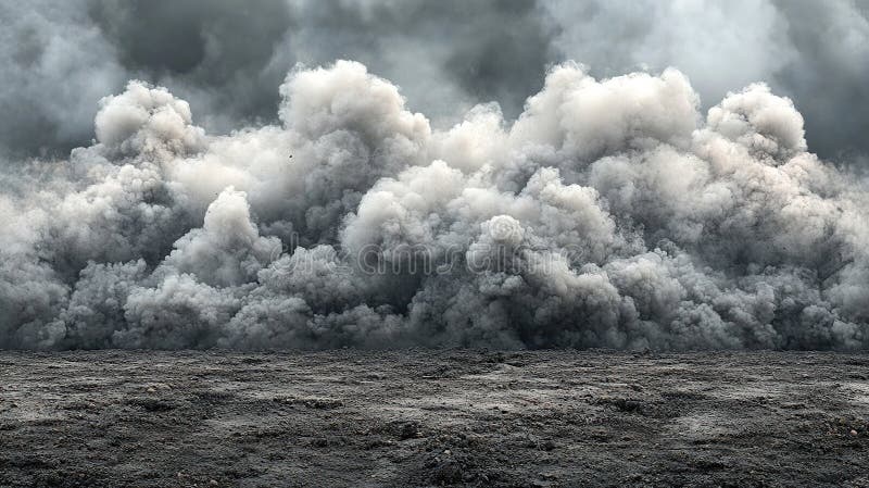 Dramatic smoky landscape stock illustration. Illustration of ground ...