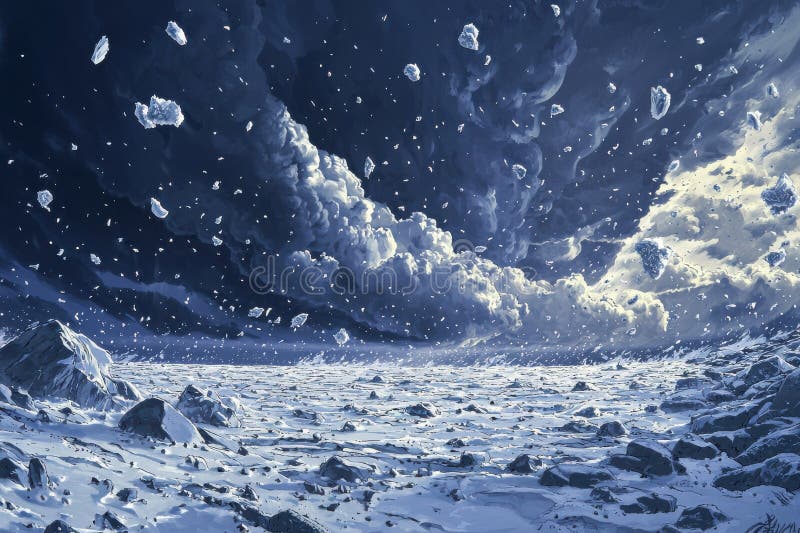 Dramatic Snowstorm in a Desolate Arctic Landscape with Dark Clouds ...