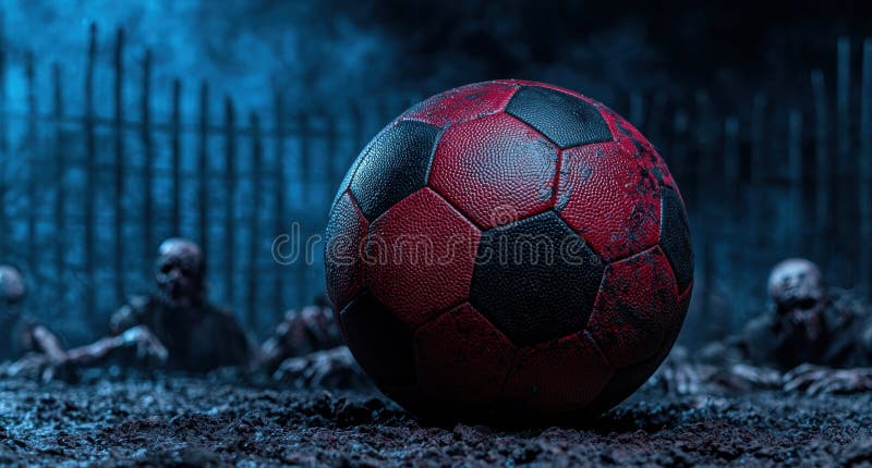 Dramatic Soccer Ball on Dark Field Stock Illustration - Illustration of ...