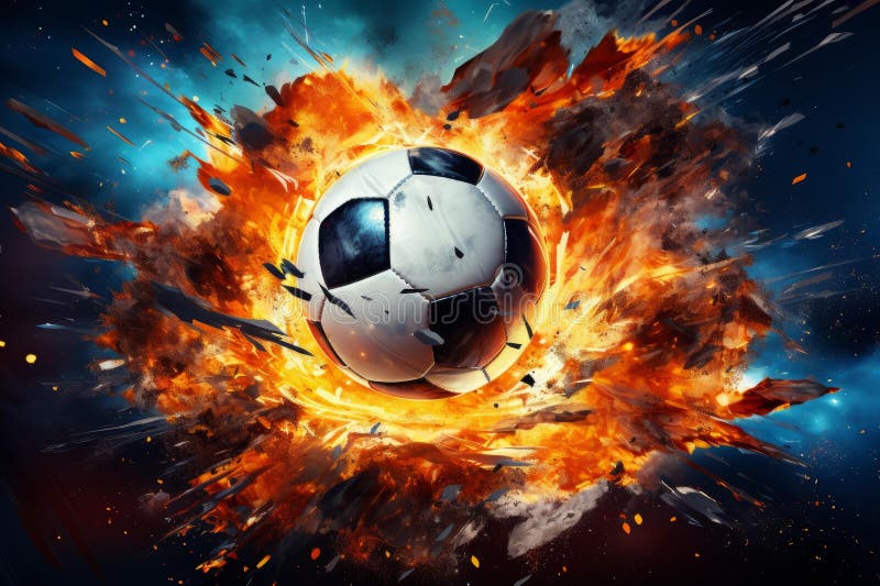 Dramatic Soccer Ball Explosion Sport. Generate Ai Stock Illustration ...