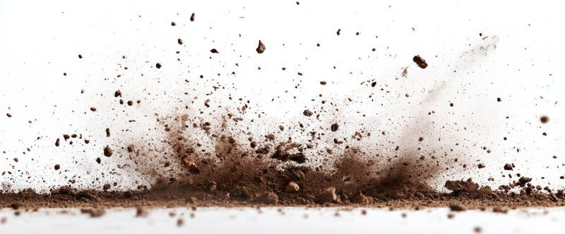Dramatic Soil Explosion Against White Background: a High-Resolution ...