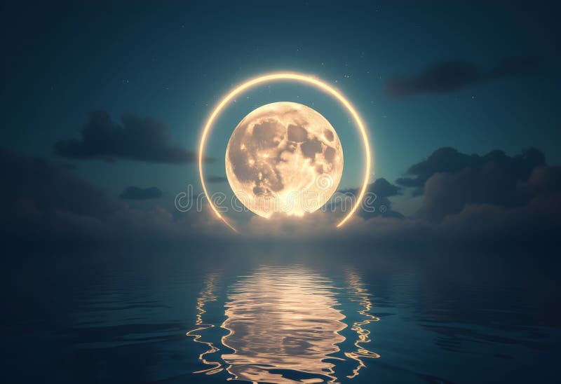 Dramatic Solar Eclipse Casting a Golden Ring of Light Stock ...