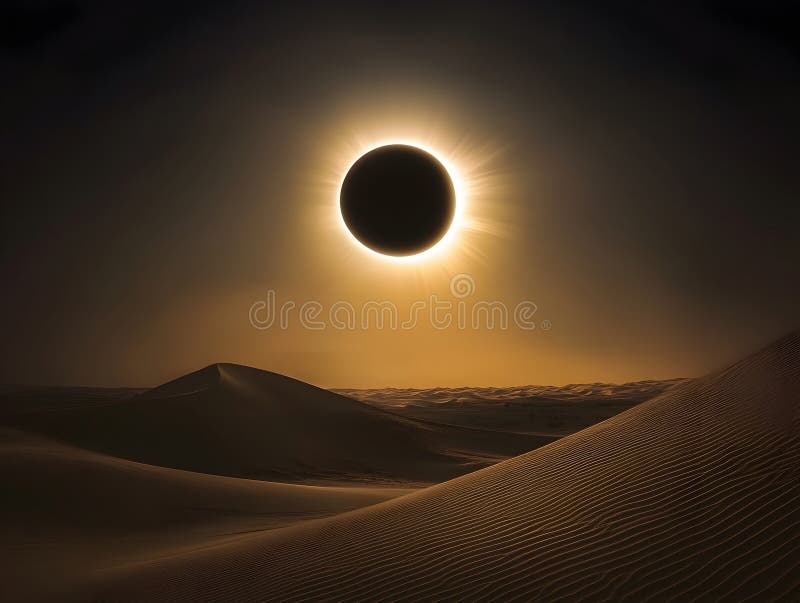Dramatic Solar Eclipse Casting Sweeping Shadows Across Remote Desert Landscape Stock ...