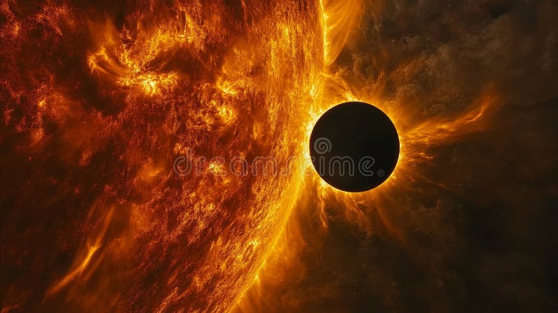 The Dramatic Solar Eclipse Creates a Celestial Spectacle View with Its ...