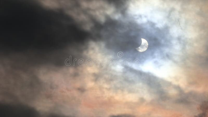 A Dramatic Solar Eclipse. Dark Leaden Clouds in the Sky. Eclipse of ...